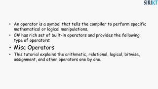11operator in c# | PPT