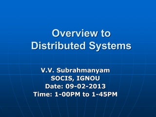 Overview of Distributed Systems | PPT