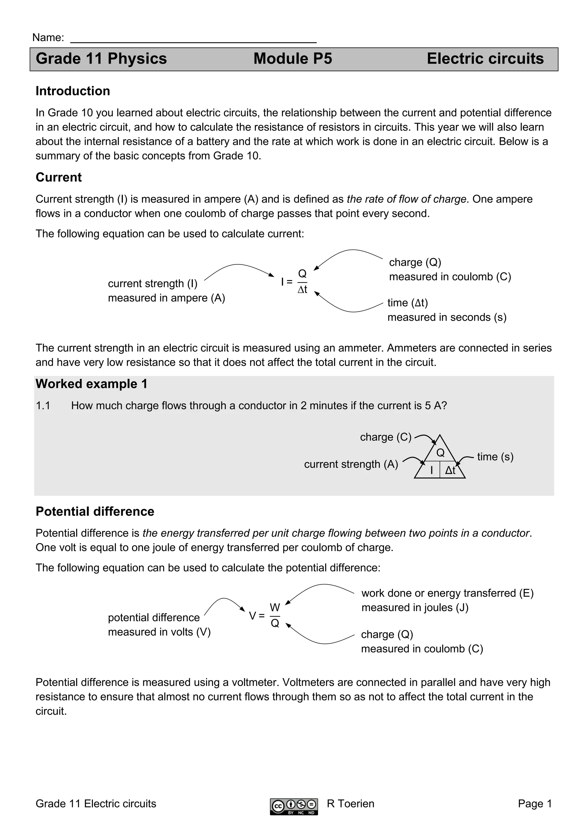 11P5 Electric circuits 2025 RT.pdf for me | PDF