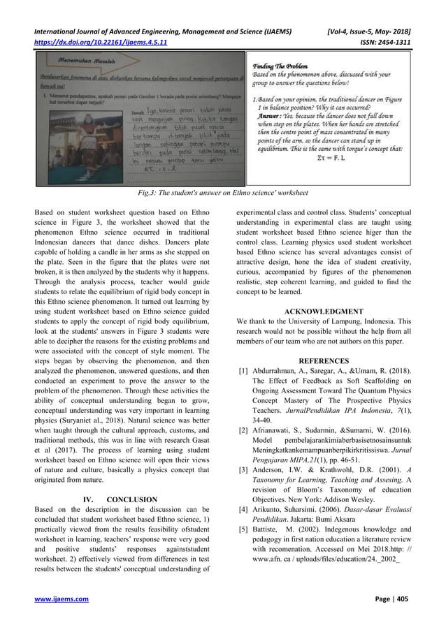 Practicality and Effectiveness of Student’ Worksheets Based on Ethno ...