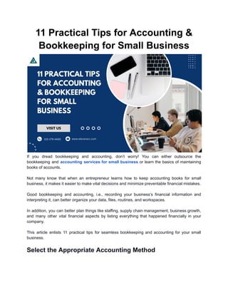11 Practical Tips for Accounting & Bookkeeping for Small Business | PDF ...