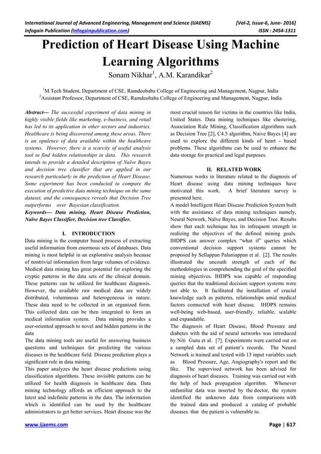 prediction of heart disease using machine learning algorithms | PDF