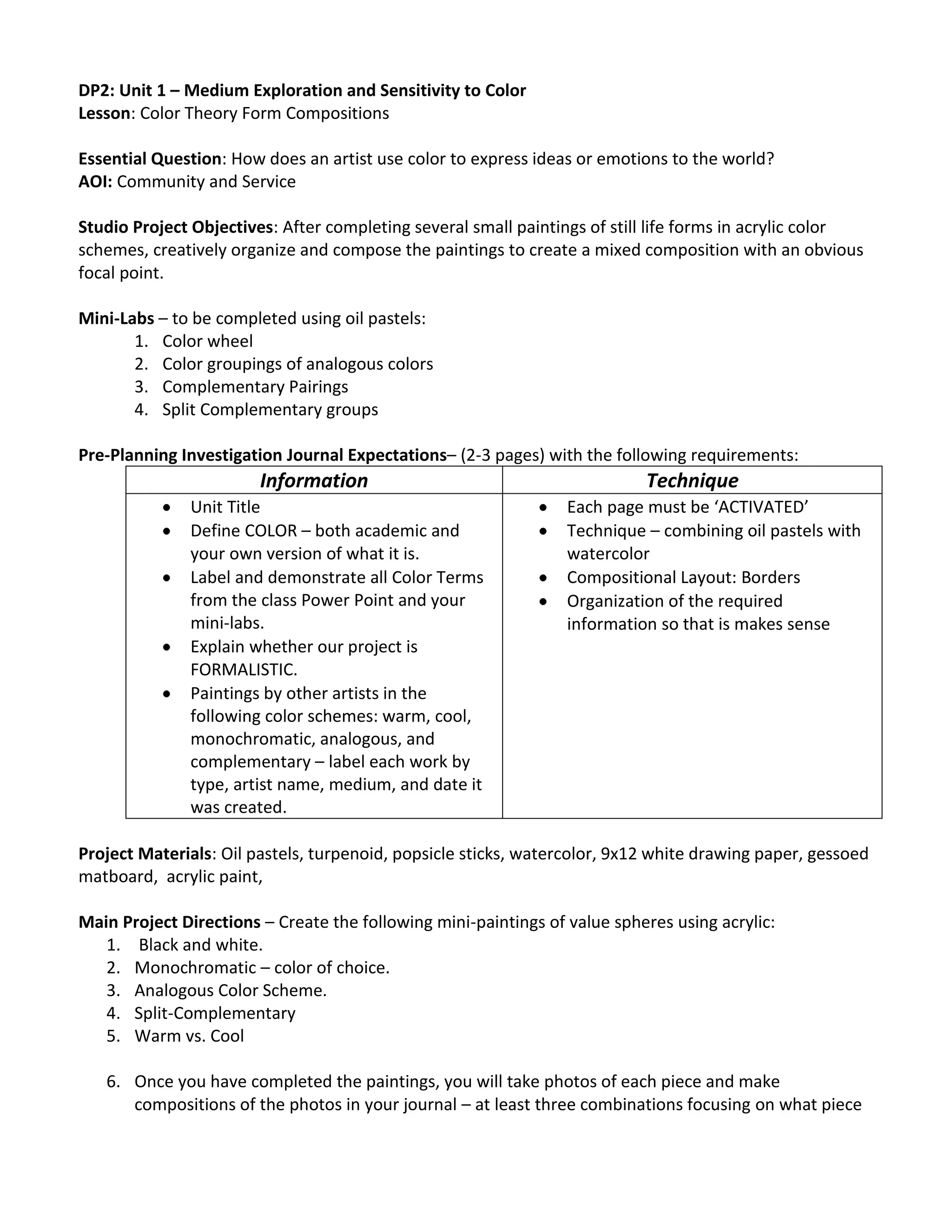 11 project color theory pages | DOCX | Painting | Arts and Crafts
