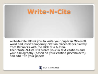 11 ref works 2.0 write n cite | PPT