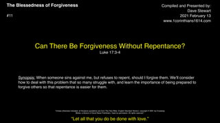 Can There Be Forgiveness Without Repentance? | PPT