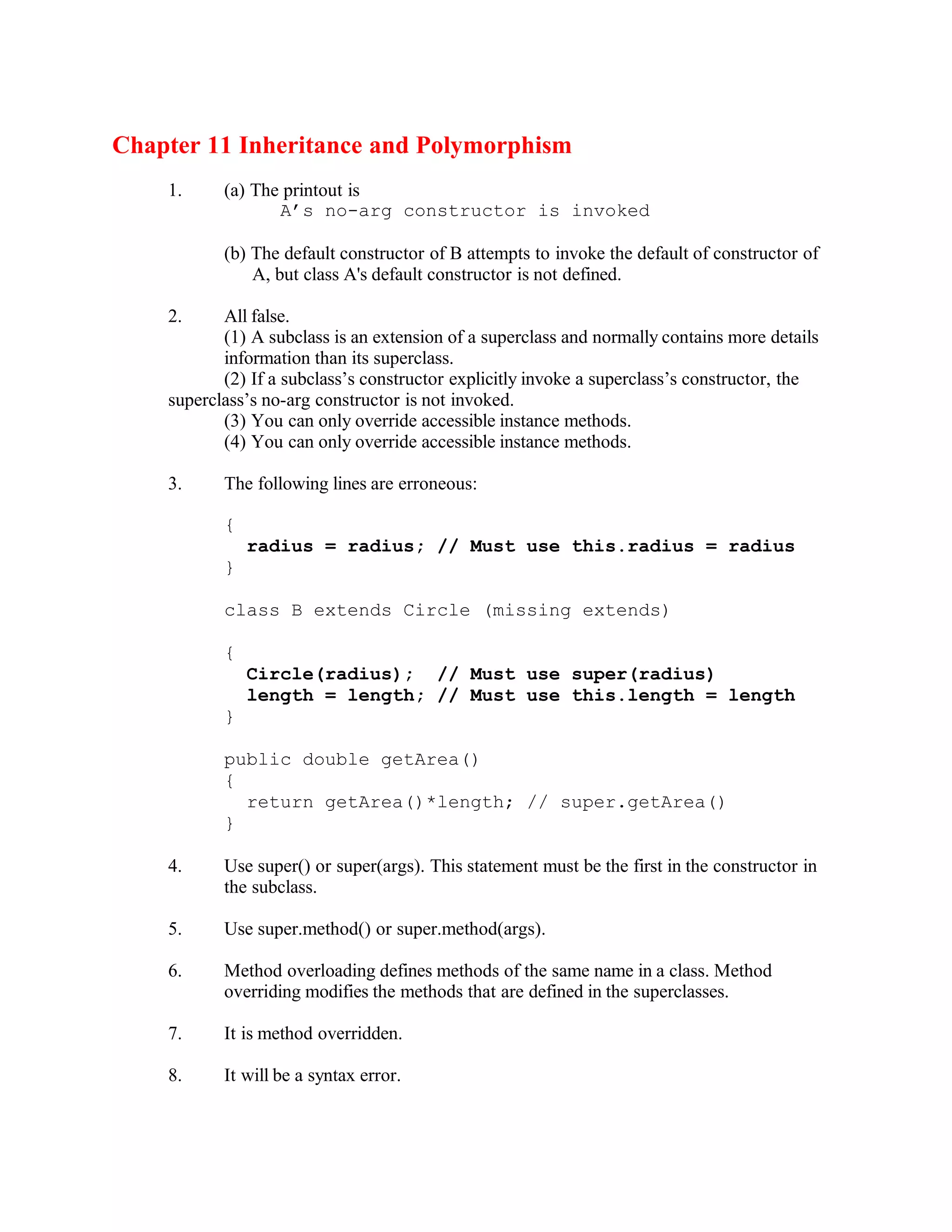 11review(inheritance andpolymorphism) | DOC