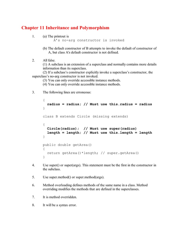 11review(inheritance andpolymorphism) | DOC