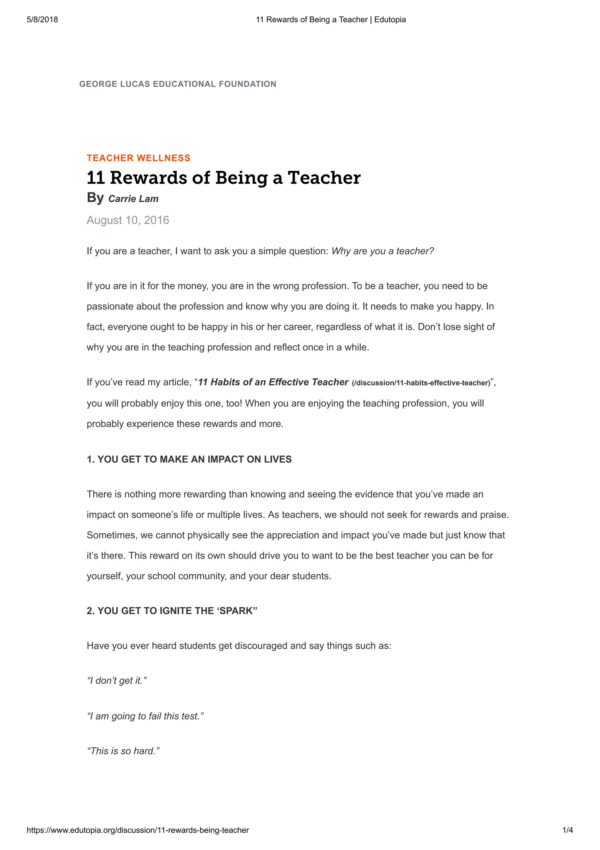 11 rewards of being a teacher | PDF