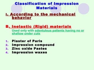 rigid impression materials dental material | PPT
