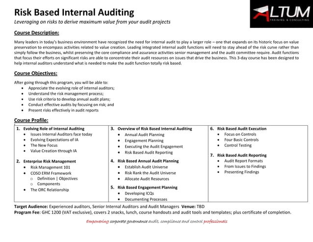Risk based internal auditing | PDF | Business Accounting & Finance | Business