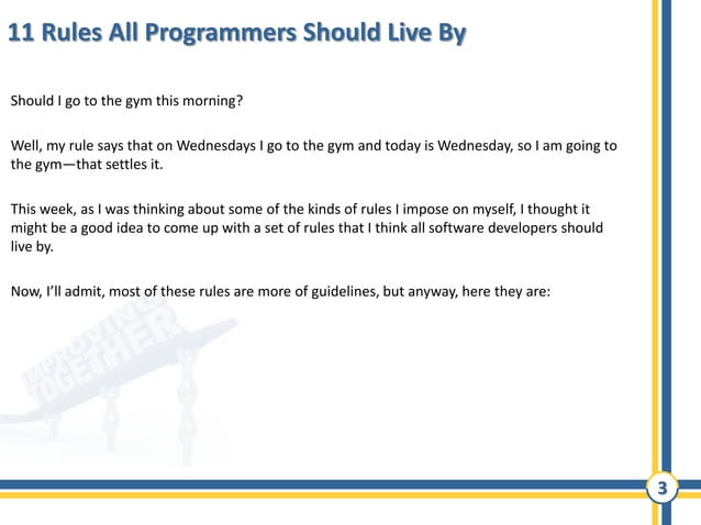 11 rules for programmer should live by | PPT