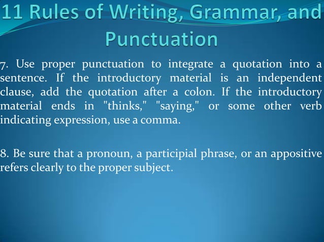 11 rules of writing, grammar, and | PPT