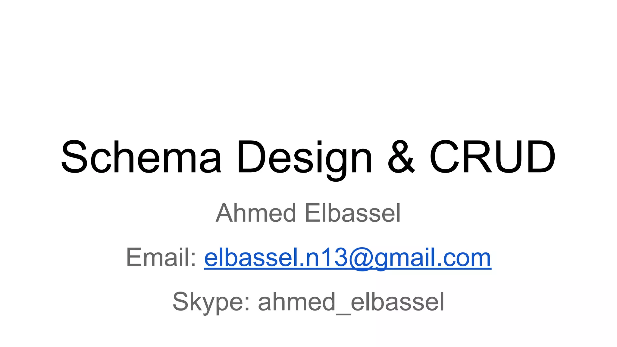 11 schema design & crud | PPT