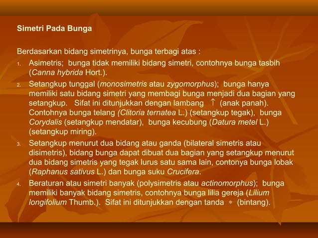 PPT Morfologi Tumbuhan - Simetri Bunga, Rumus Bunga, dan Diagram Bunga ...