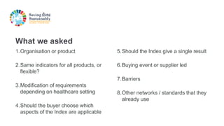 Sustainable Procurement Index for Health (SPIH) Clinic | PPTX ...