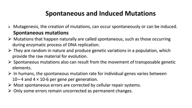 spontaneous and induced mutations | PPTX