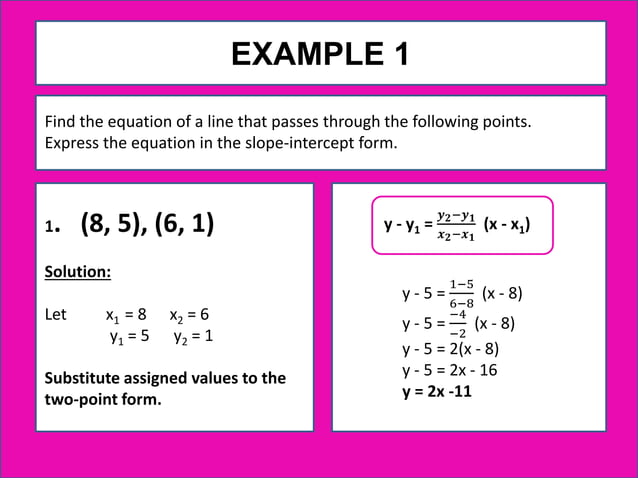 equation of the line using two point form | PPTX | Physics | Science