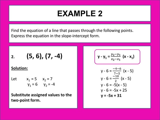 equation of the line using two point form | PPTX | Physics | Science
