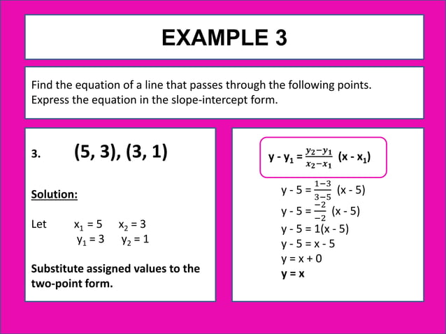equation of the line using two point form | PPTX | Physics | Science