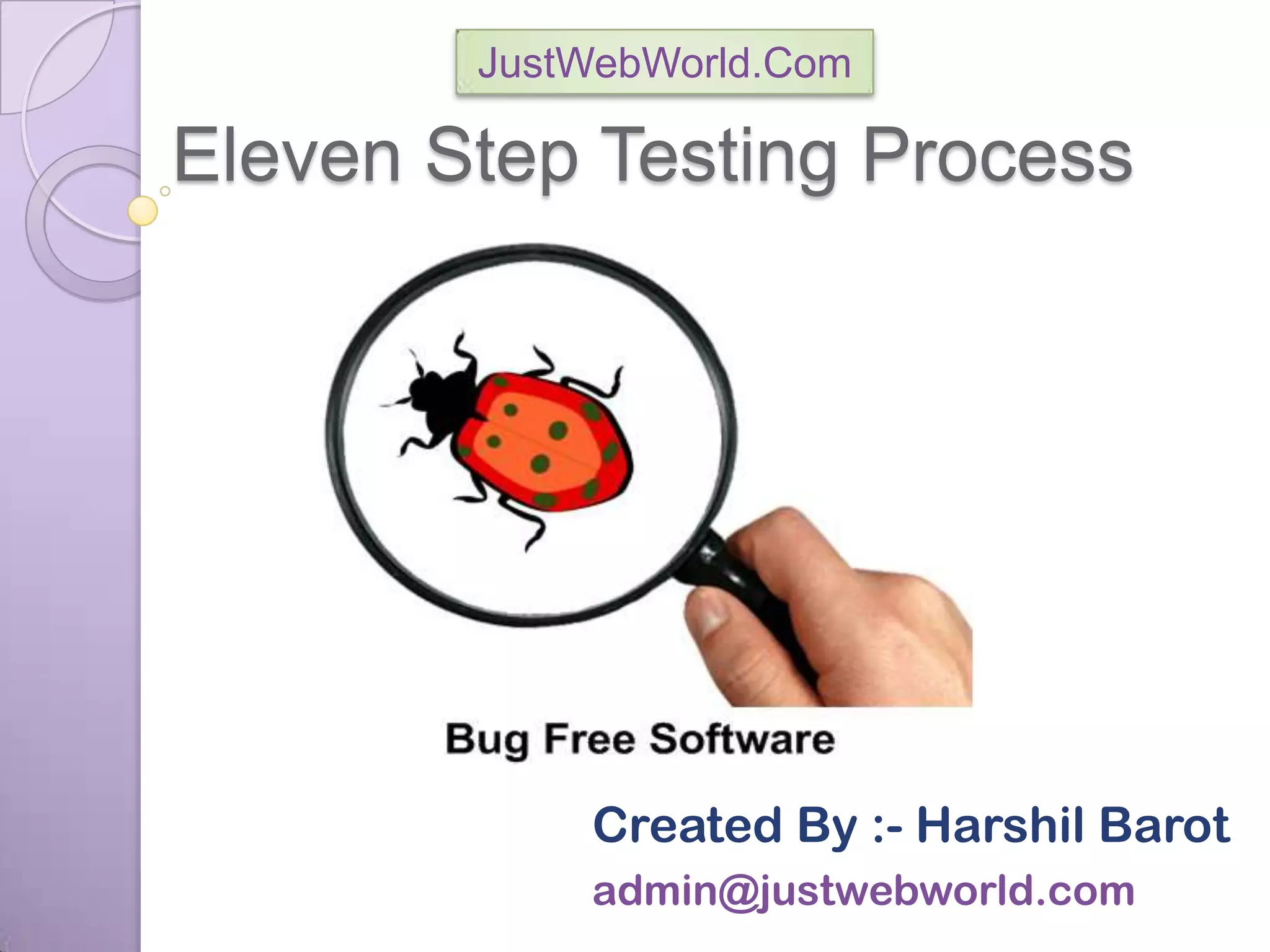 11 Steps Of Testing Process By Harshil Barot Pptx Computer