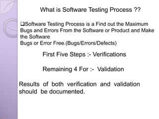11 steps of testing process - By Harshil Barot | PPTX