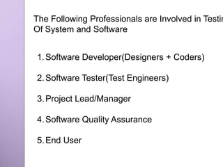 11 steps of testing process - By Harshil Barot | PPTX