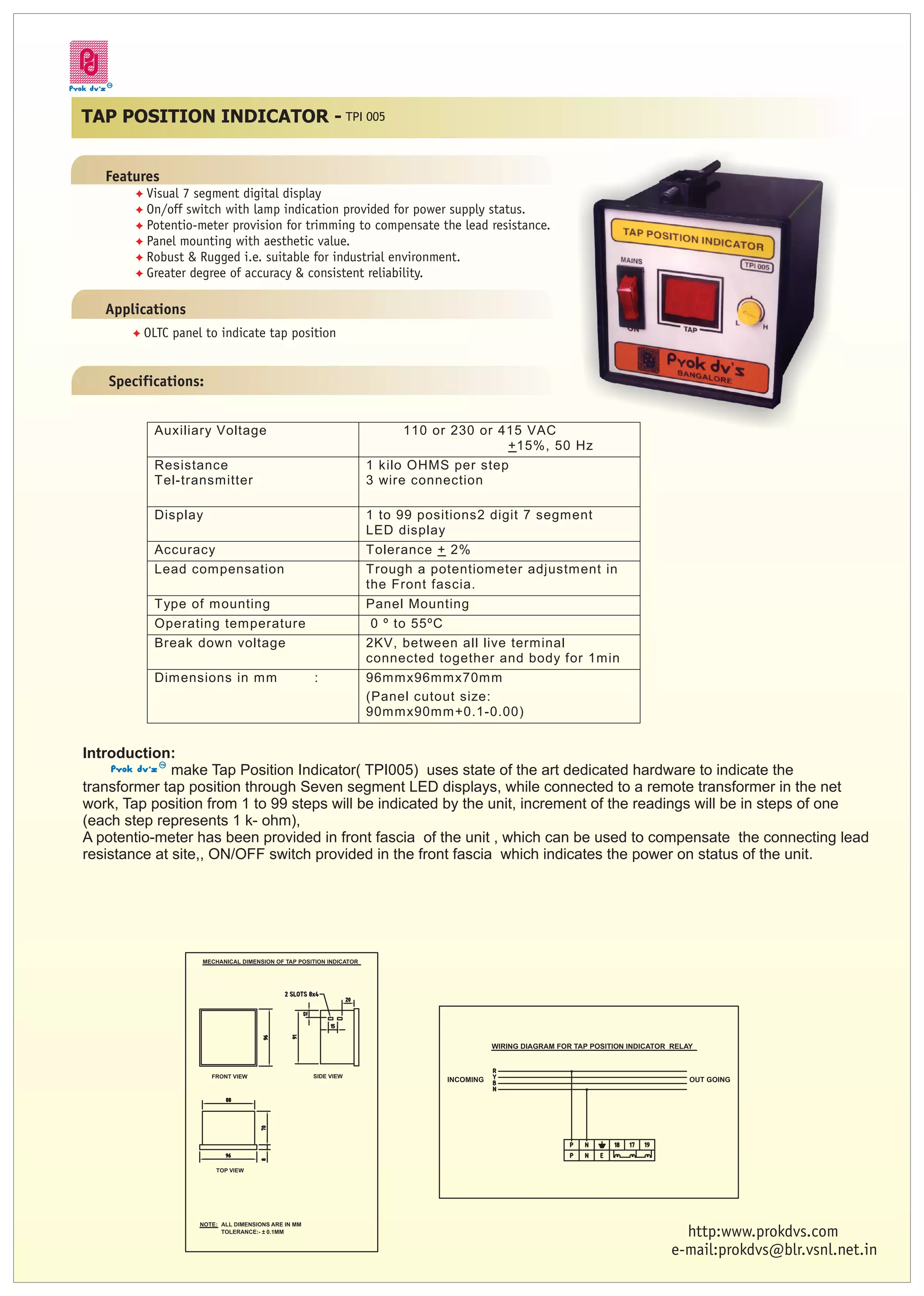 tap position indicator | PDF | Consumer Electronics | Technology & Computing