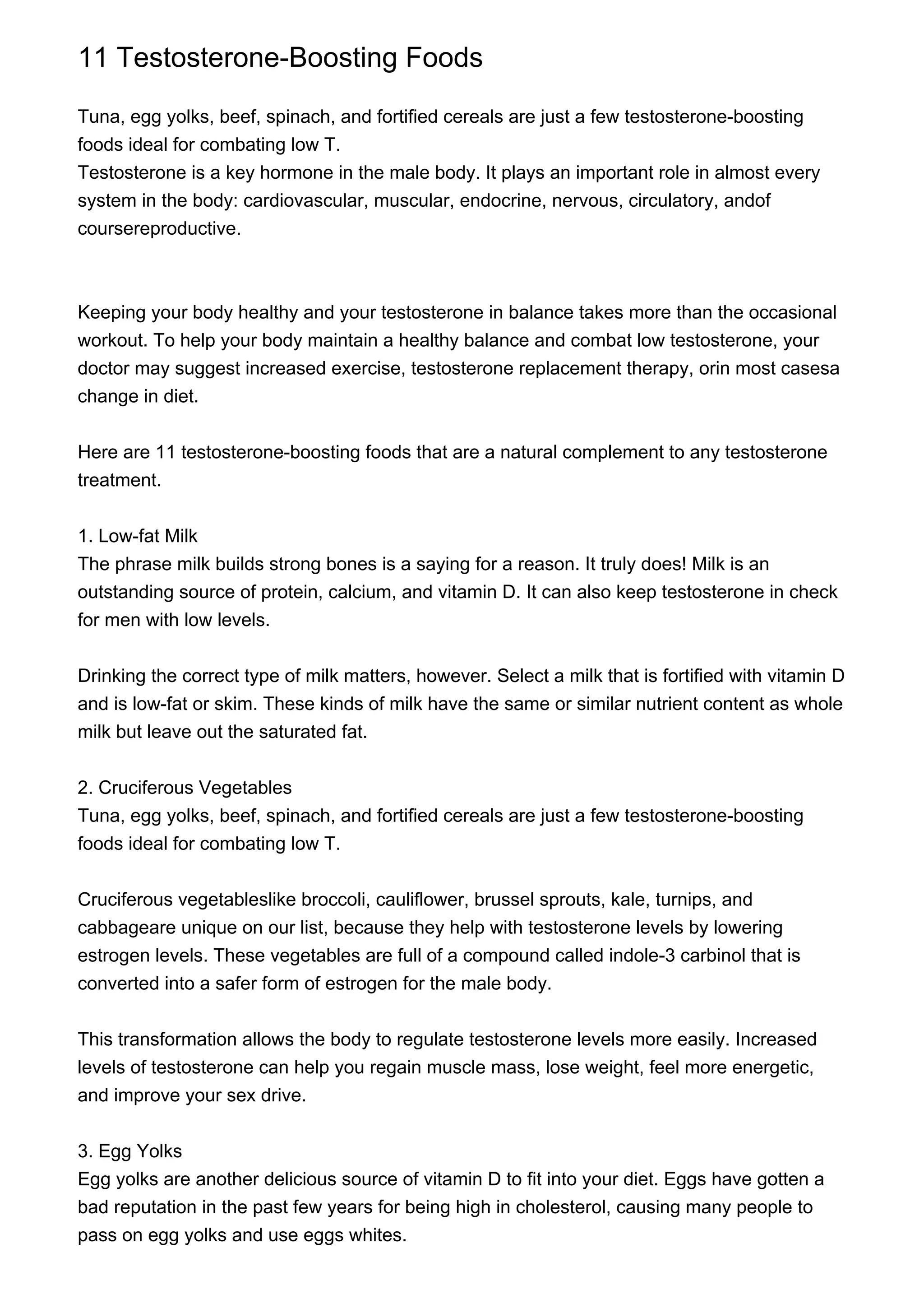 11 Testosterone-Boosting Foods | PDF