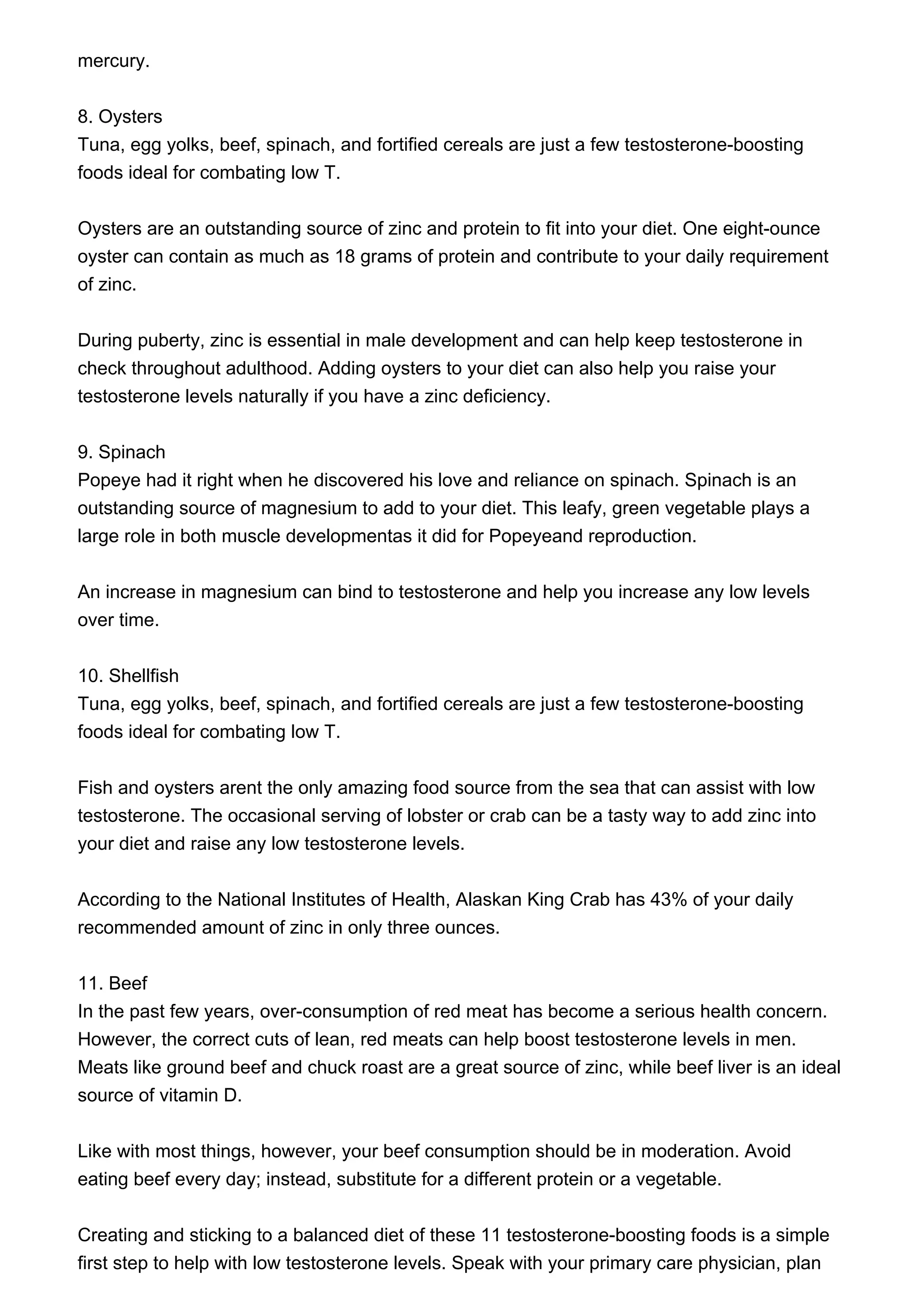 11 Testosterone-Boosting Foods | PDF