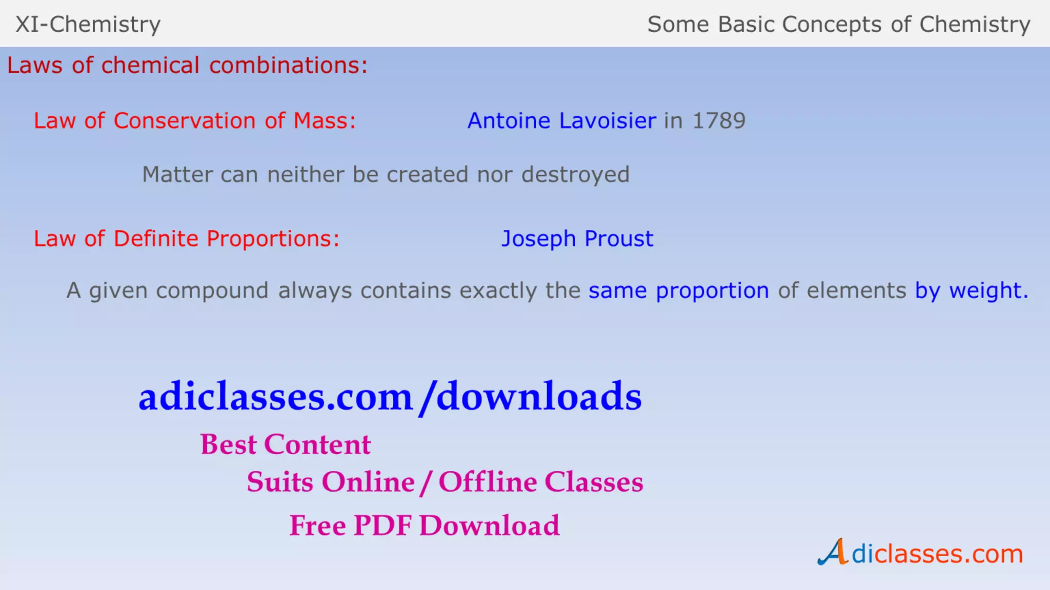 11th chemistry-some-basic-concept-of-chemistry for NEET & IITJEE -adi ...