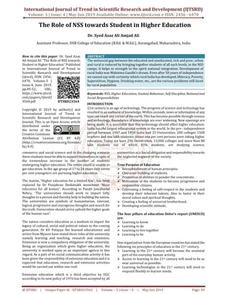 The Role of NSS towards Student in Higher Education | PDF | Business ...