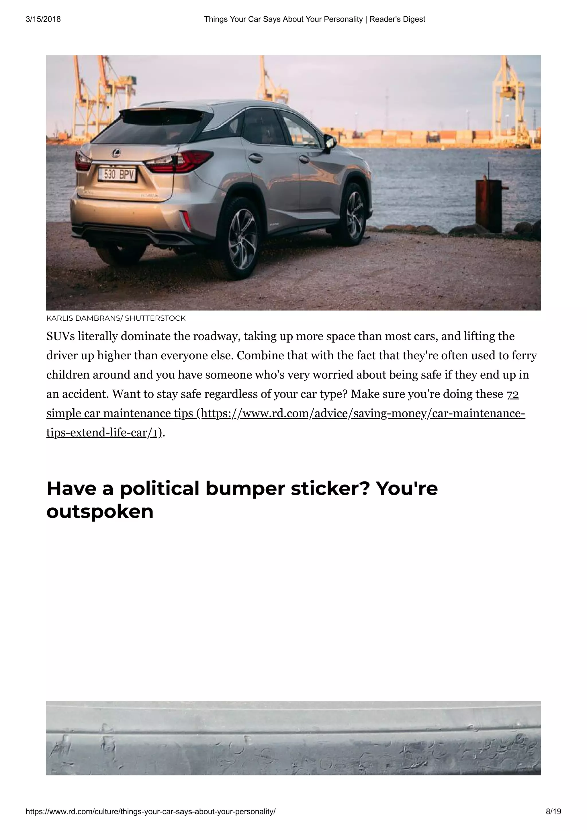 11 Things Your Car Says About Your Personality | PDF