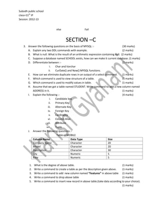 11th information practices paper CBSE INDIA 2012 2013 | PDF