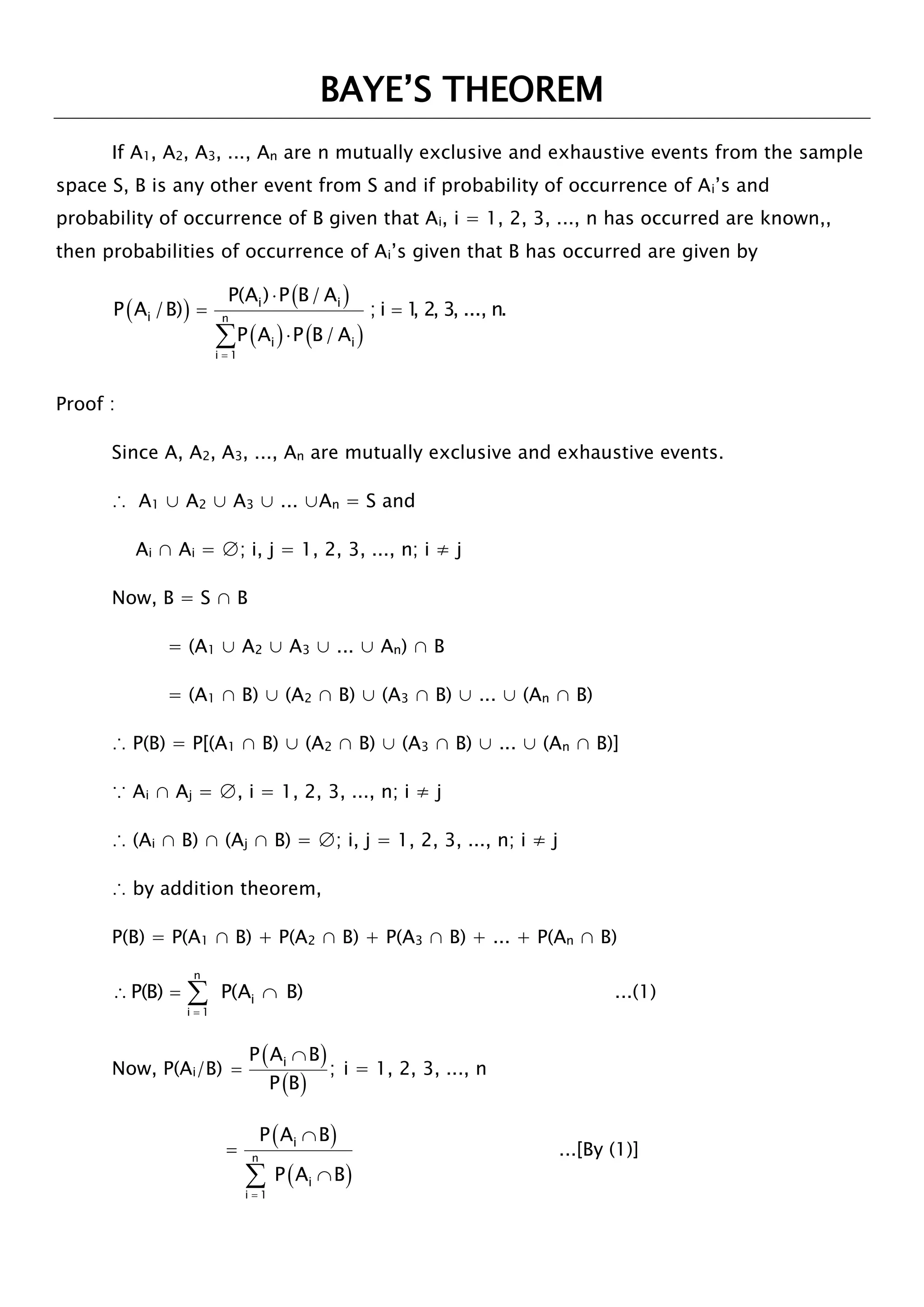 11th Maths - Probability - BAYE’S THEOREM | PDF