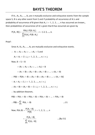 11th Maths - Probability - BAYE’S THEOREM | PDF