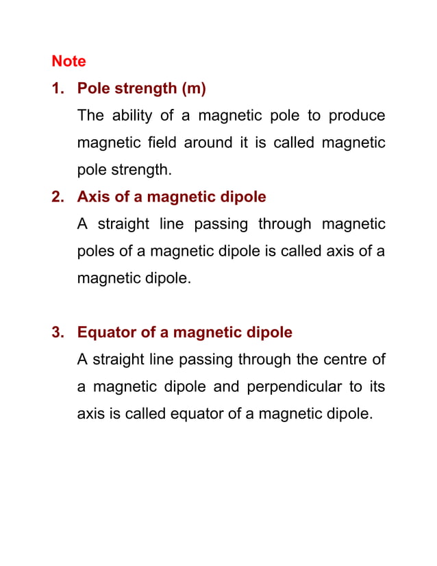 11th Physics Notes - Magnetism | PDF | Physics | Science