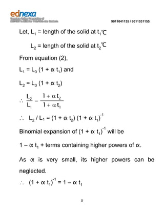 11th Physics Notes - Thermal Expansion for JEE Main | DOCX