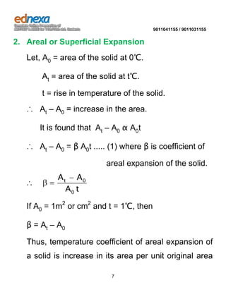 11th Physics Notes - Thermal Expansion for JEE Main | DOCX
