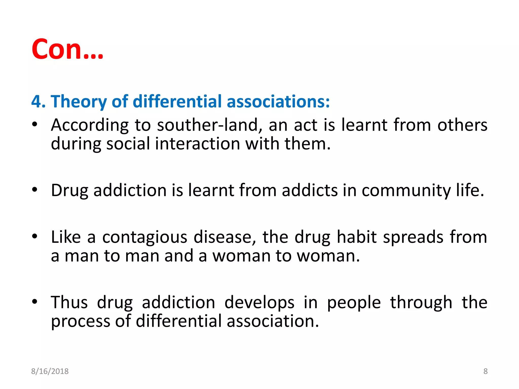 Etiology of drug addiction and Patterns of drug use | PPT