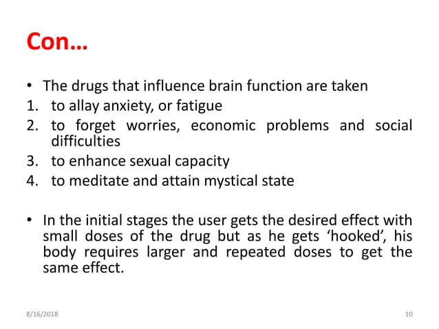 Etiology of drug addiction and Patterns of drug use | PPT