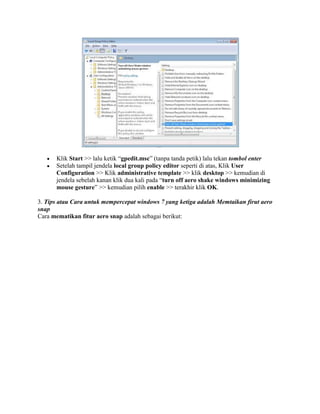 11 tips atau cara untuk mempercepat kinerja komputer windows 7 | PDF