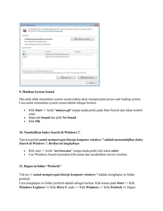 11 tips atau cara untuk mempercepat kinerja komputer windows 7 | PDF