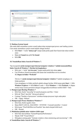 11 tips cara mempercepat kinerja komputer windows 7 | PDF