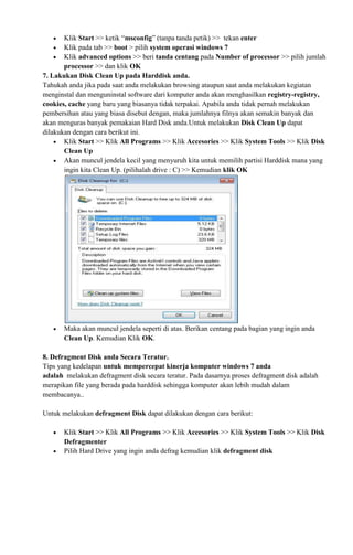 11 tips cara mempercepat kinerja komputer windows 7 | PDF