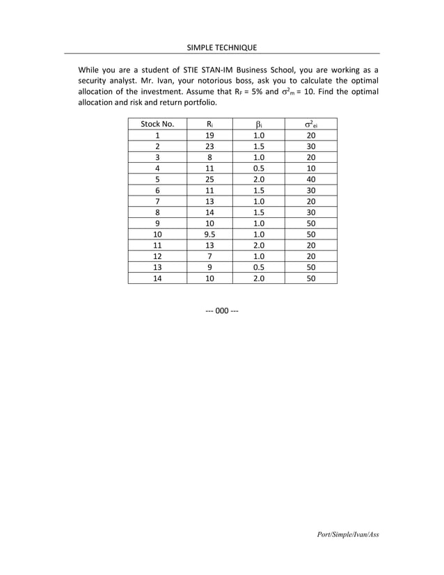 Tugas Single Index Model Sesi 11 Pdf