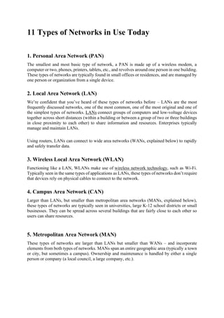 11 Types of Networks in Use Today.pdf | Computer Networking | Computing