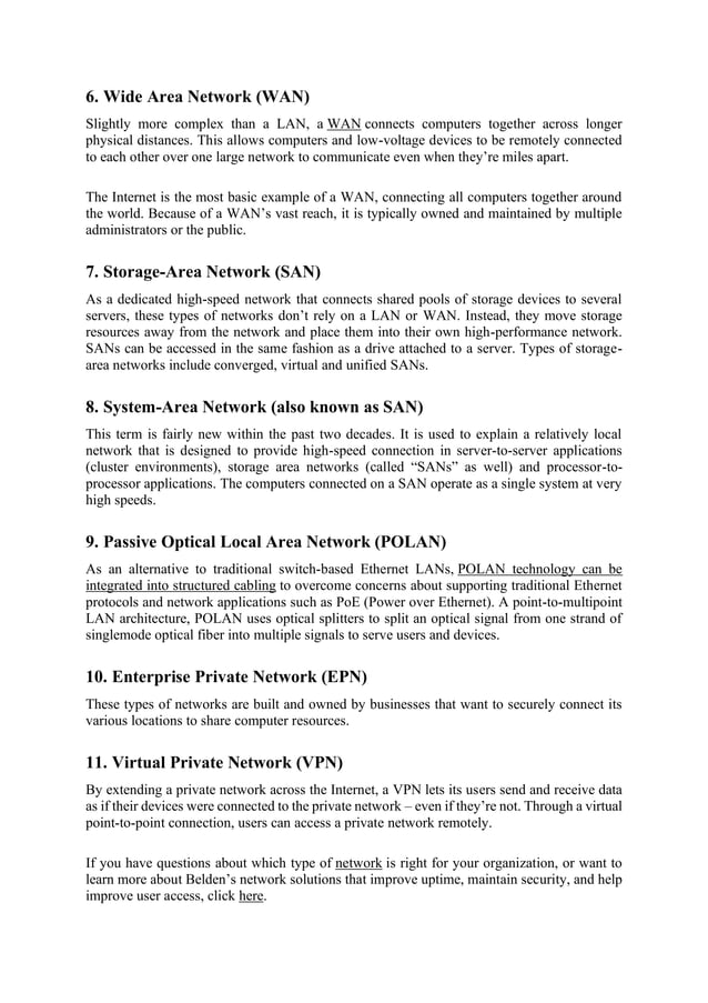 11 Types of Networks in Use Today.pdf | Computer Networking | Computing