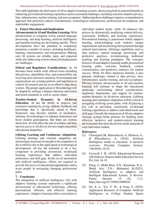 Understanding the Role of Artificial Intelligence in Adaptive Learning Systems | PDF