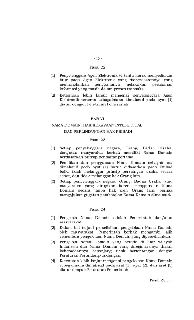 uu no 11 tahun 2008 tentang informasi dan transaksi elektronik | PDF