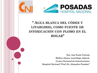 Agua blanca del Códex y litargirio, como fuentes de intoxicación con ...